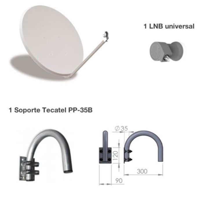 Tecatel 65cm Stainless Steel Antenna Kit + PP35B LNB